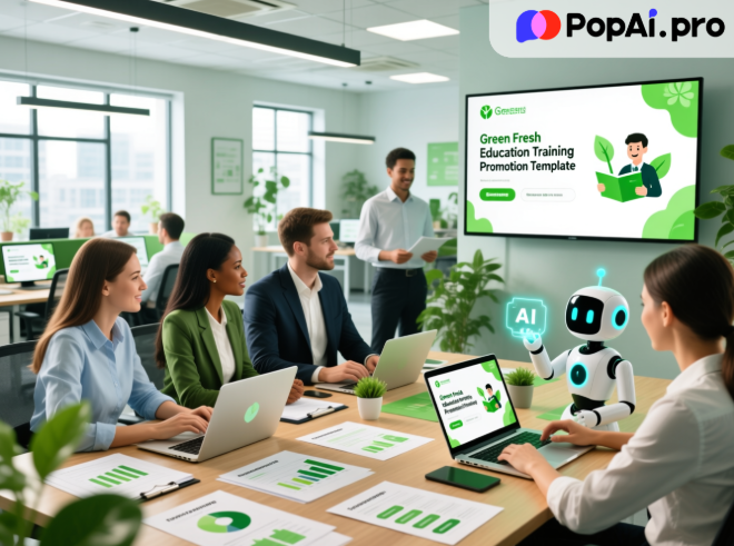 PopAi Elevates Your Green Fresh Training Promotion PPT - PopAi